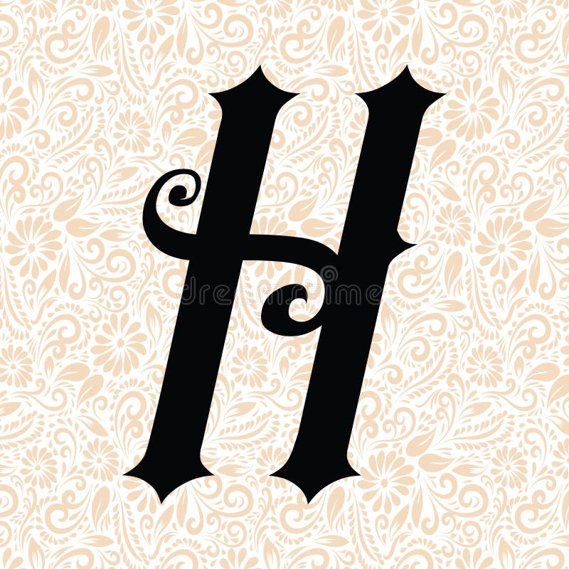 Old Fashioned Alphabet H UPPER , Black Alphabet Vector, Alphabet Vector ...