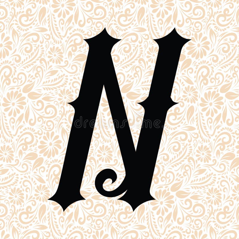 Old Fashioned Alphabet N LOWER , Black Alphabet Vector, Alphabet Vector ...