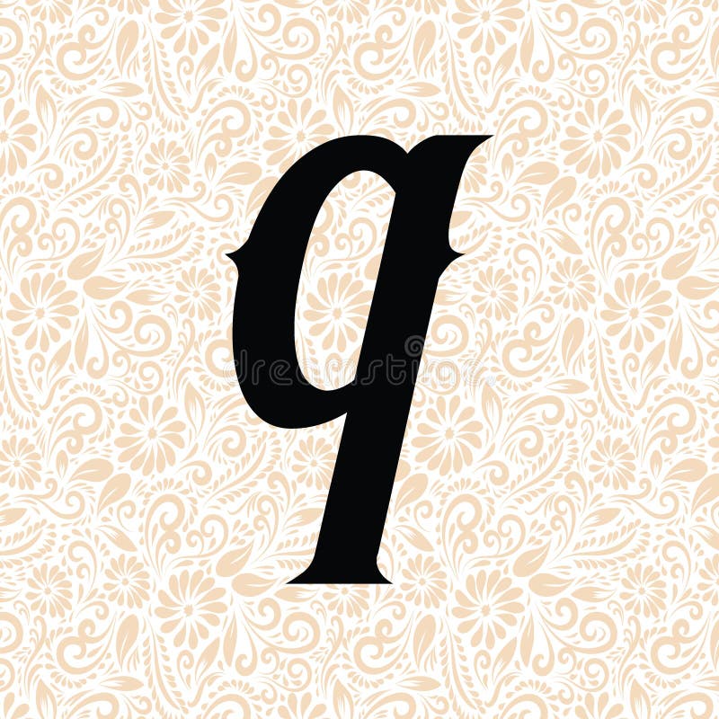 Old Fashioned Alphabet Q LOWER , Black Alphabet Vector, Alphabet Vector ...