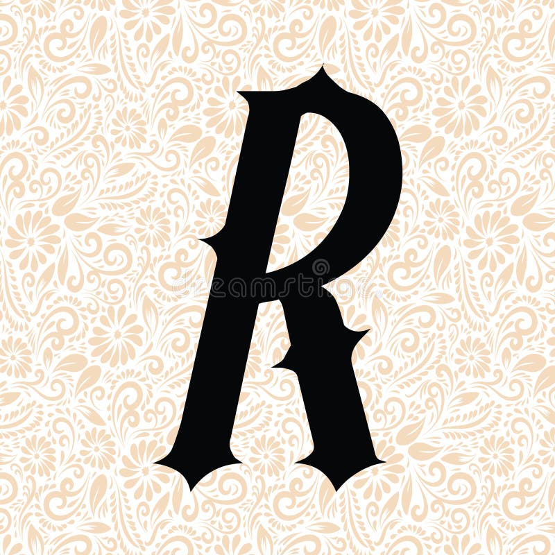 Old Fashioned Alphabet R UPPER , Black Alphabet Vector, Alphabet Vector ...