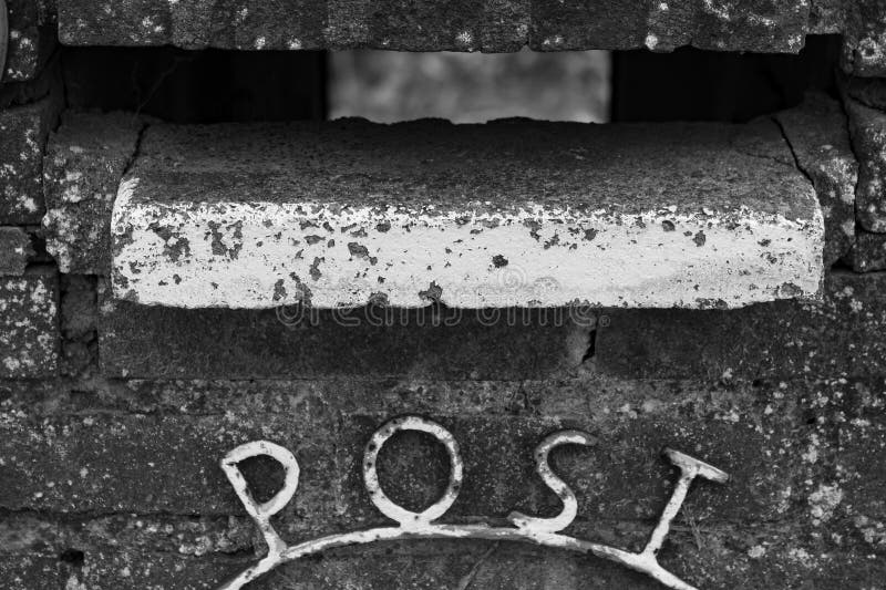 A Retro Mailbox Build in a Brick Wall. Letter Box. Stock Photo - Image ...