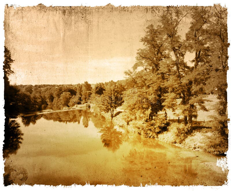 Old-fashioned Artistic Landscape Stock Photo - Image of process, grungy ...