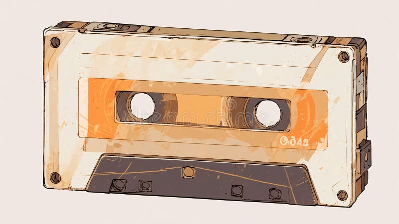 Old-fashioned Audio Cassette with an Orange and White Design Stock ...