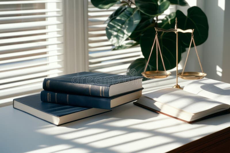 Old Fashioned Balance Scale beside a Stack of Law Books Stock Image ...