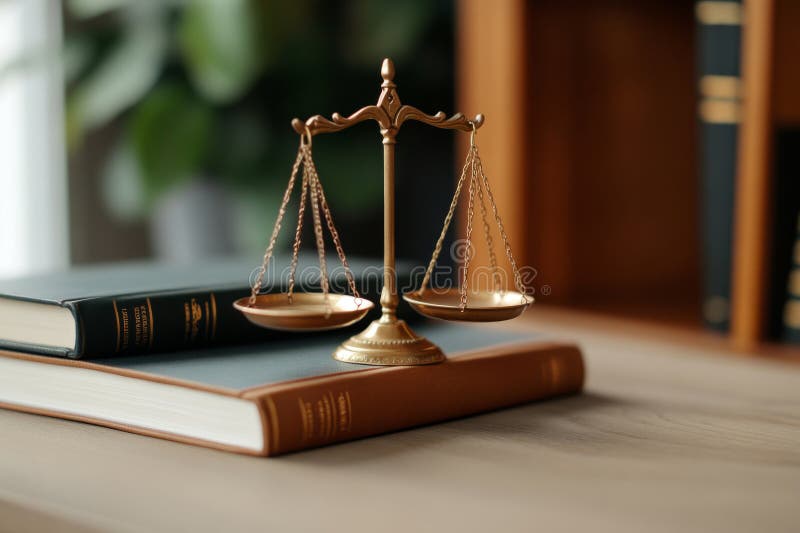 Old Fashioned Balance Scale beside a Stack of Law Books Stock Photo ...