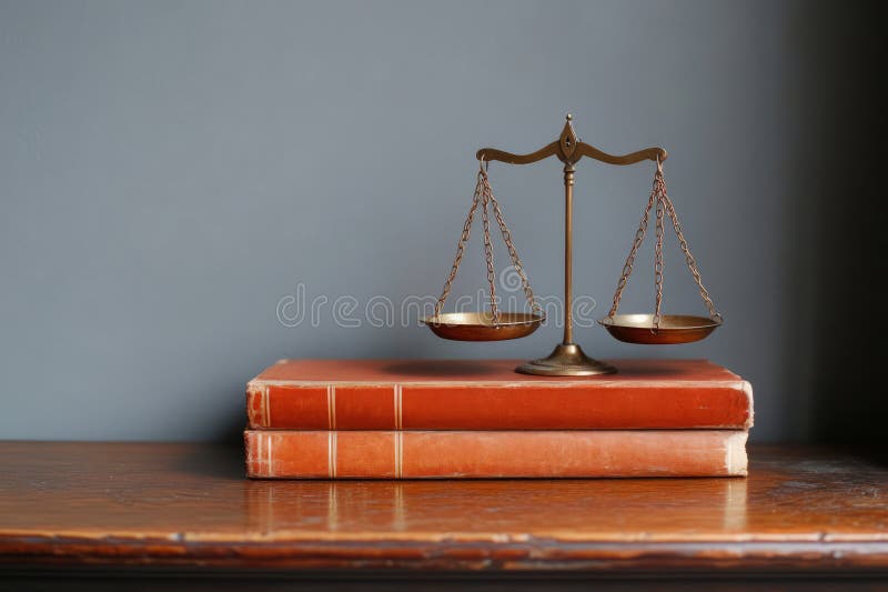 Old Fashioned Balance Scale beside a Stack of Law Books Stock Photo ...
