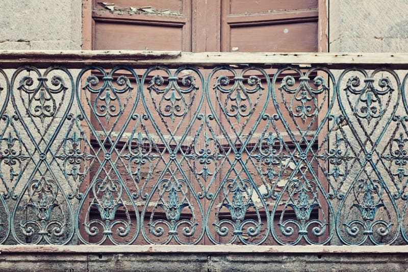 Old-fashioned Balcony. Worn Railing and Wood Stock Photo - Image of ...