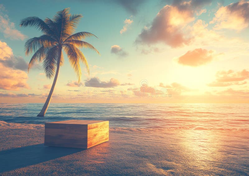 Old-fashioned Beach Scene, Complete with a Wooden Stand, Sand, and ...