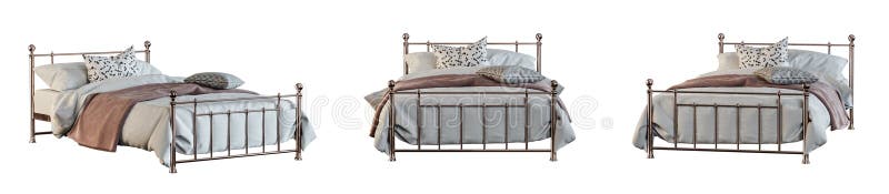 Old-fashioned Bed Isolated on White Background. 3D Render Stock ...