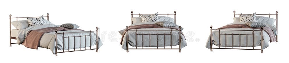 Old-fashioned Bed Isolated on White Background. 3D Render Stock ...