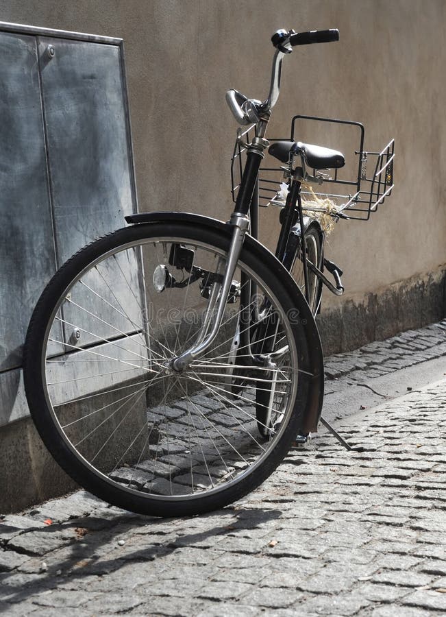 Old fashioned bicycle stock image. Image of sweden, pavement - 16411893