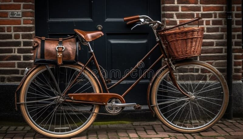 Old Fashioned Bicycle with Elegant Leather Saddle and Rusty Chrome ...