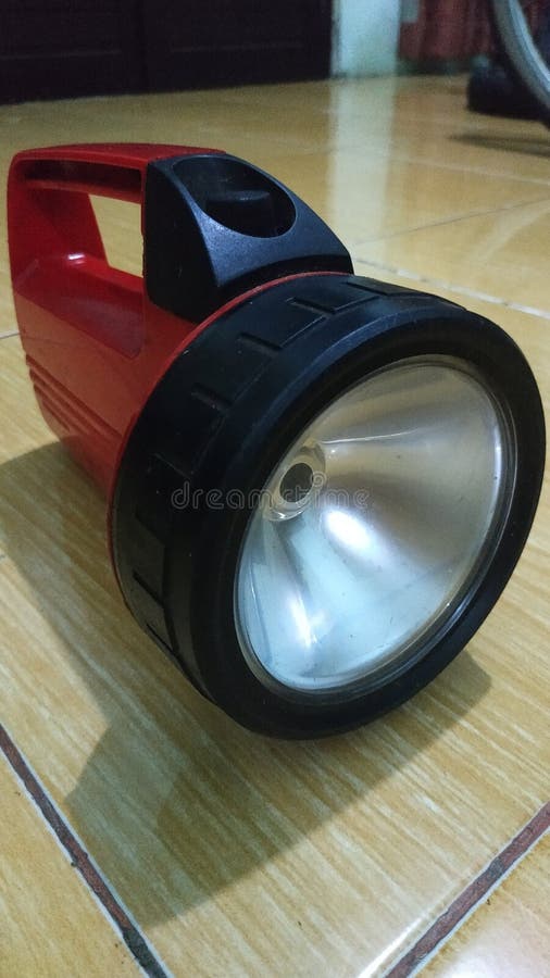 Old Fashioned Big Red and Black Flashlight Stock Photo - Image of ...