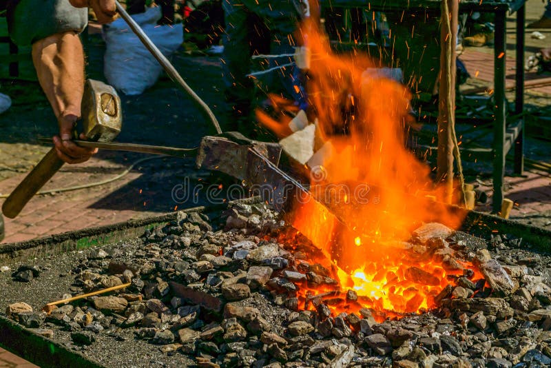 Old-fashioned Blacksmith Furnace Stock Image - Image of anvil ...
