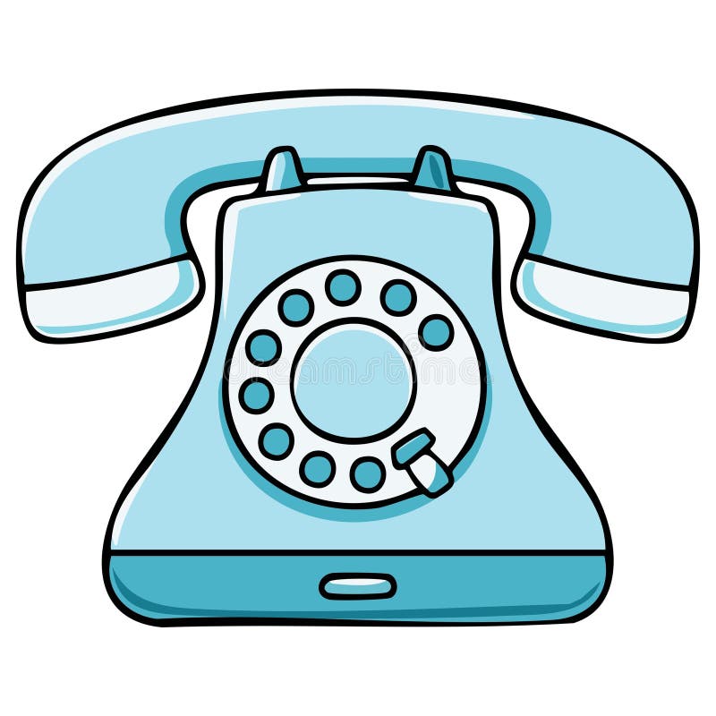 Old Fashioned Blue Rotary Telephone Classic Communication Icon ...