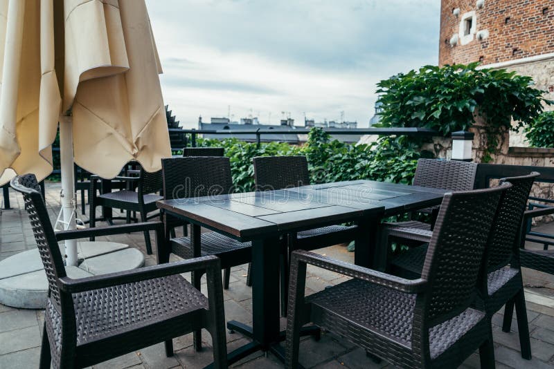 Old fashioned cafe terrace stock image. Image of morning - 98675581