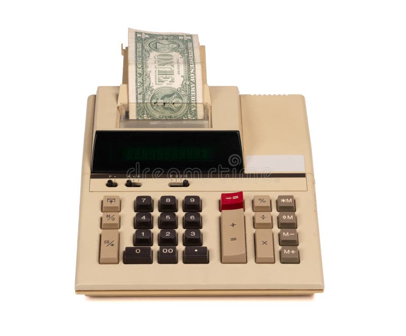 Old Fashioned Calculator on Desk with Paper Stock Photo - Image of ...