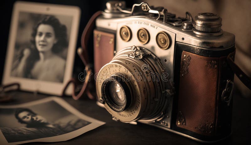 Old Fashioned Camera Captures Elegant Black and White Portrait ...