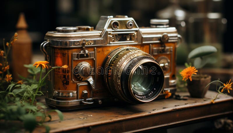 Old Fashioned Camera Captures Nostalgic Image of Flower Generated by AI ...