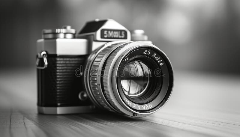 Old Fashioned Camera Lens Captures Nostalgic Black and White ...