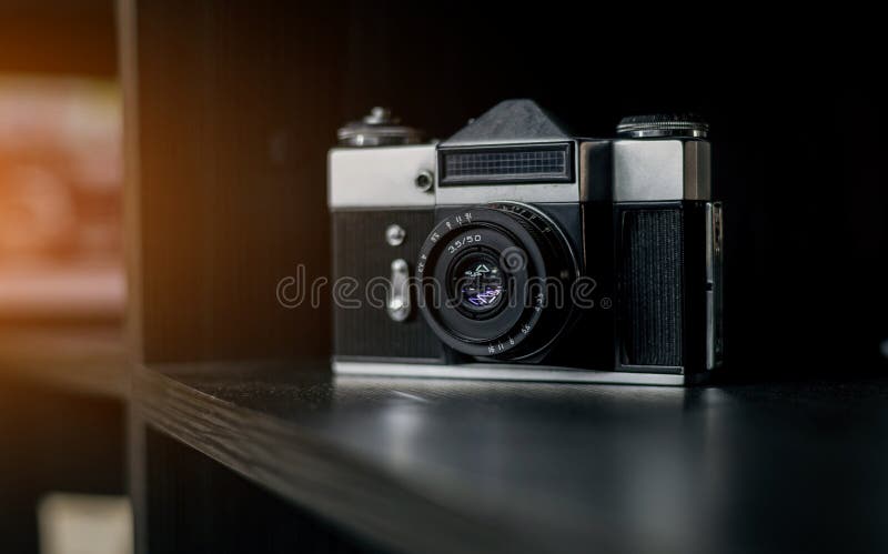 Old fashioned camera stock image. Image of optical, silver - 373386149
