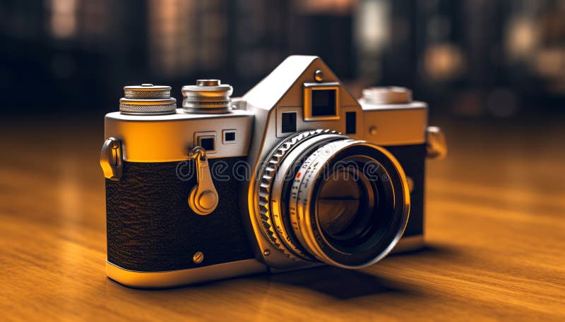 Old Fashioned Camera on Wooden Table, Capturing Nostalgic Photography ...