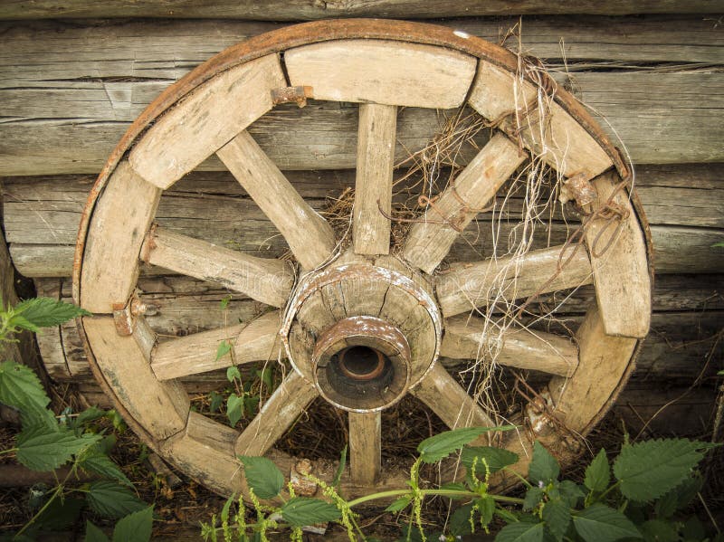 Old fashioned cart-wheel. stock photo. Image of grey - 38487060