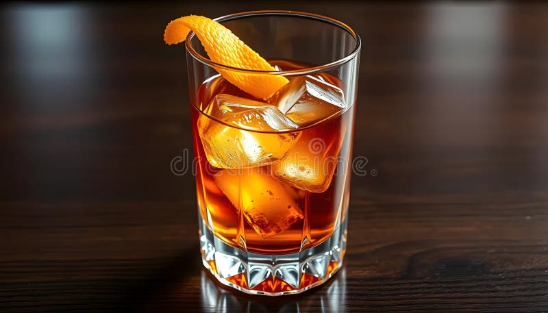 Old Fashioned Cocktail: a Classic Amber Elixir Stock Illustration ...