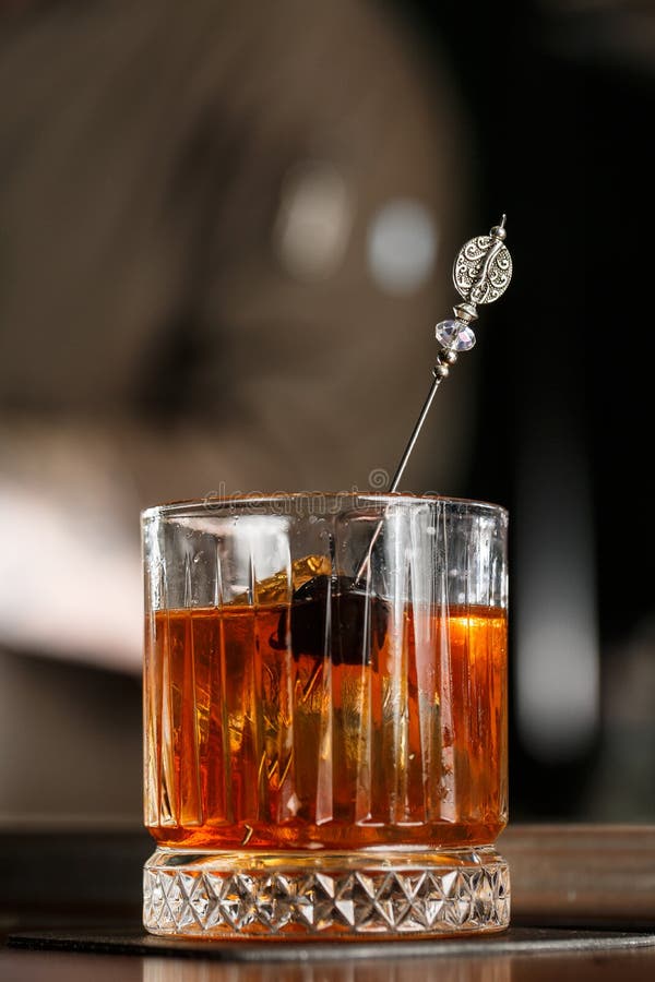 Old Fashioned Cocktail Consisting Of Bourbon Angostura Bitter Sugar