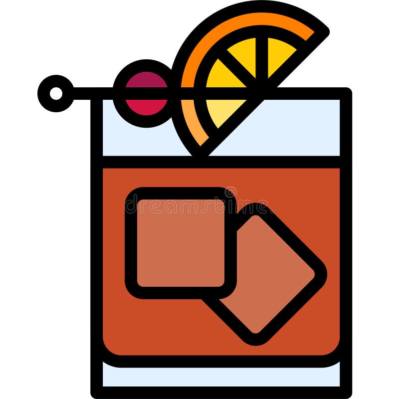 Old Fashioned Cocktail Icon, Alcoholic Mixed Drink Vector Stock Vector ...