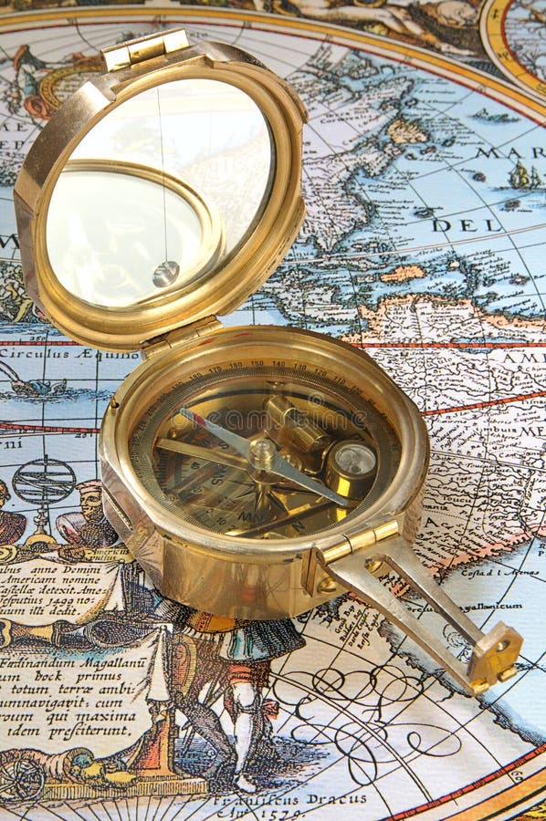 Old Map and Compass Concepts Stock Image - Image of fashioned, guidance ...
