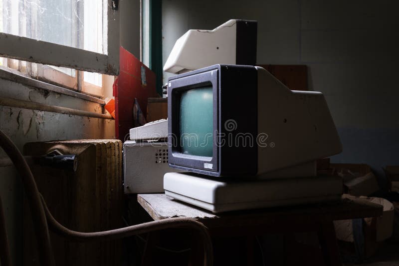 Old Fashioned Computer in Messy Warehouse Stock Photo - Image of ...