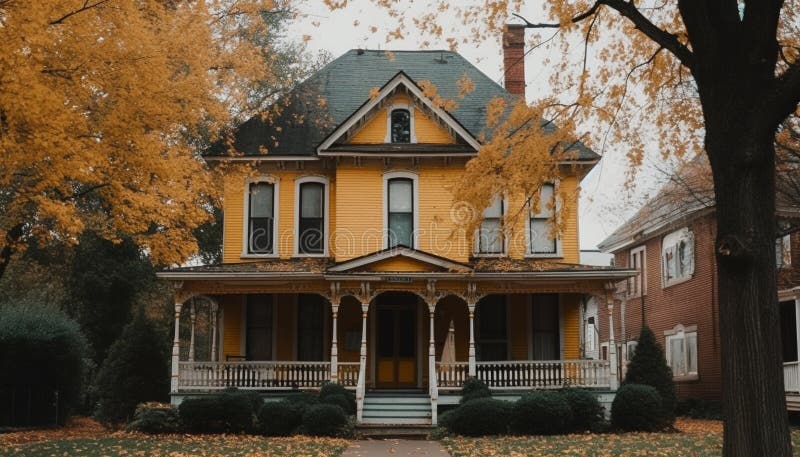 Old Fashioned Cottage in Rustic Autumn Landscape with Half Timbered ...