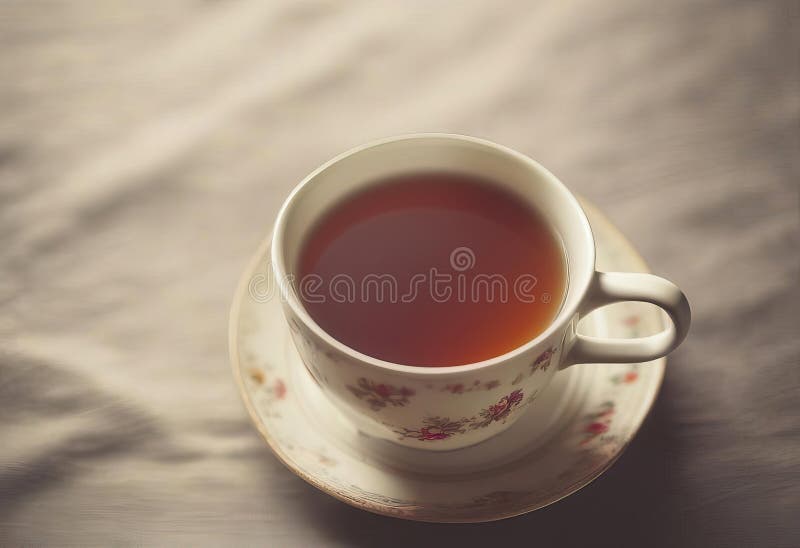 Old Fashioned Cup of Tea with Copy Space Nostalgia Stock Illustration ...