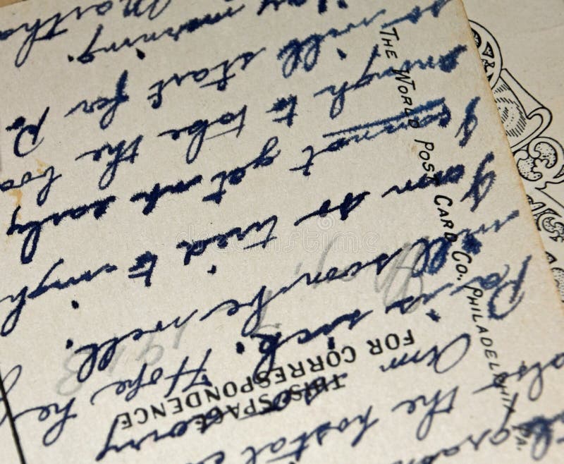 Vintage Handwriting Antique Script on Post Card Stock Photo - Image of ...