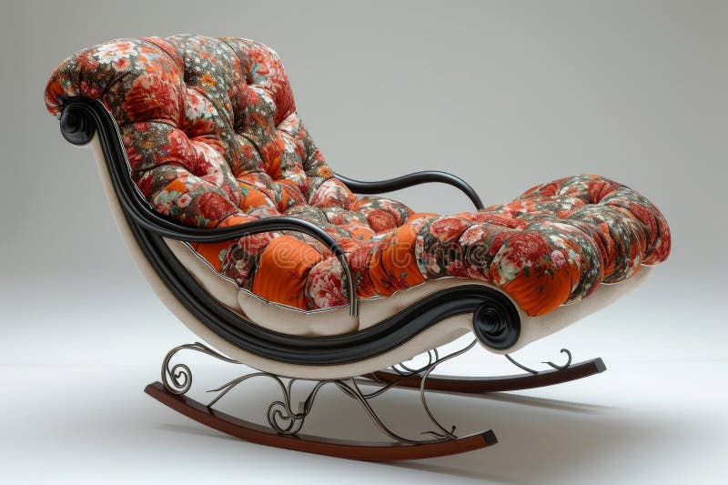 An Old-fashioned Designer Rocking Chair Highlighted on a White ...