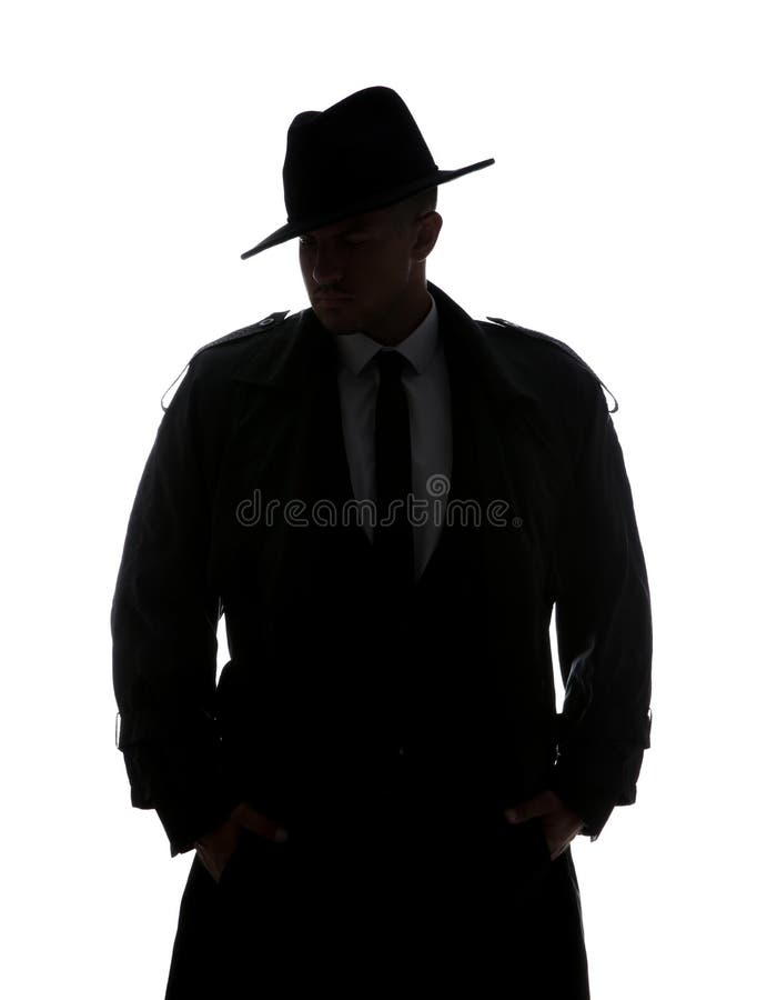 Old Fashioned Detective with Camera on Background, Black and White ...