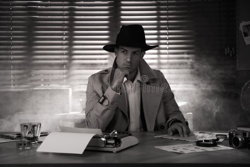 Spy detective hat on table stock image. Image of investigation - 137340675