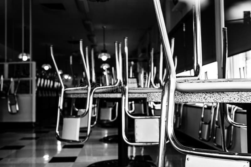 Old Fashioned Dinner Closed after Hours with Chairs Up on Tables Stock ...