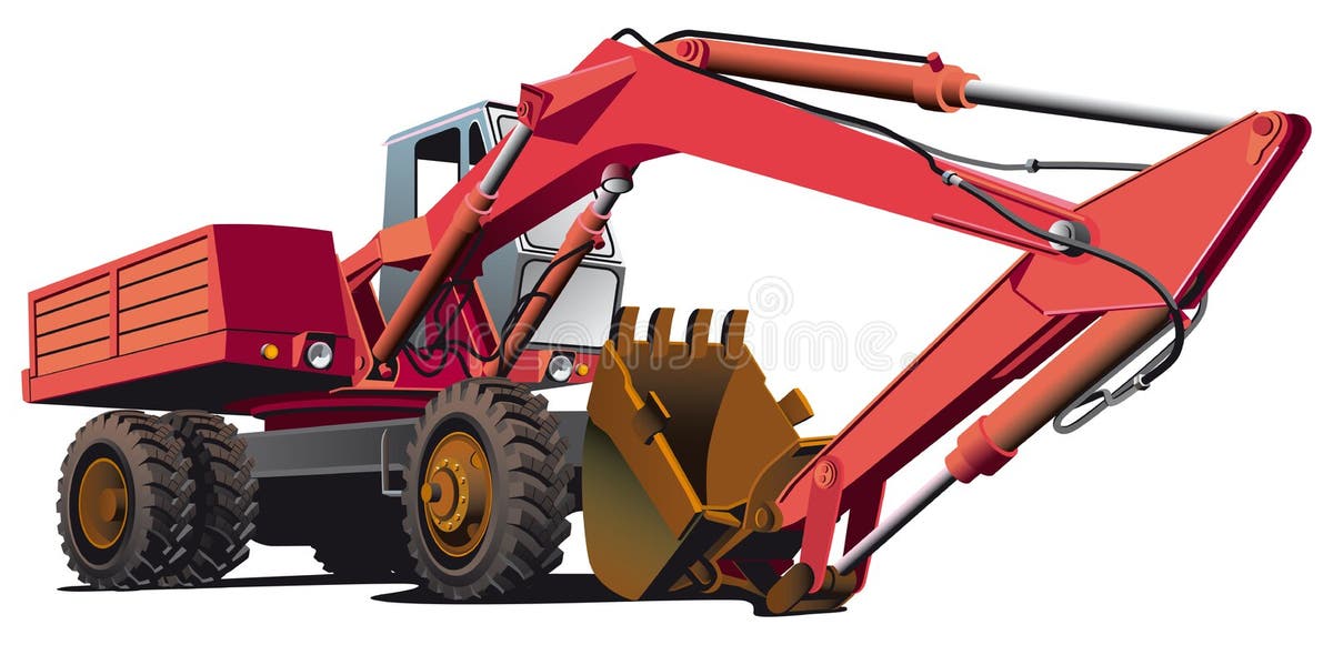 Wheeled Excavator Stock Illustrations – 453 Wheeled Excavator Stock ...