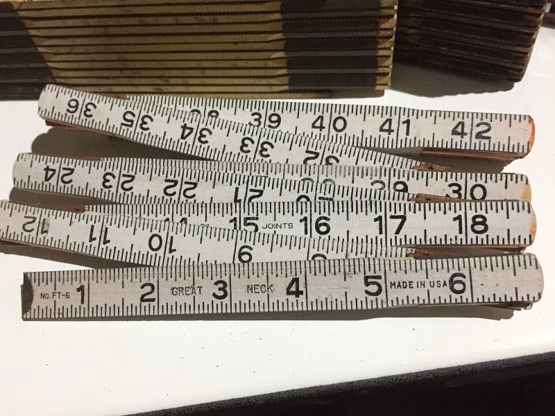 Old Fashioned Folding Ruler On Table Stock Photo - Image of white ...