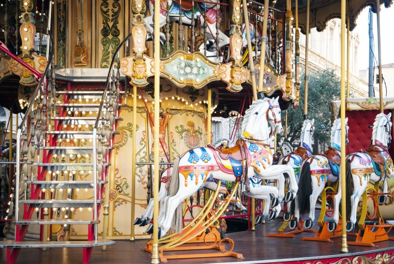Old Fashioned French Carousel Stock Photo - Image of attraction ...