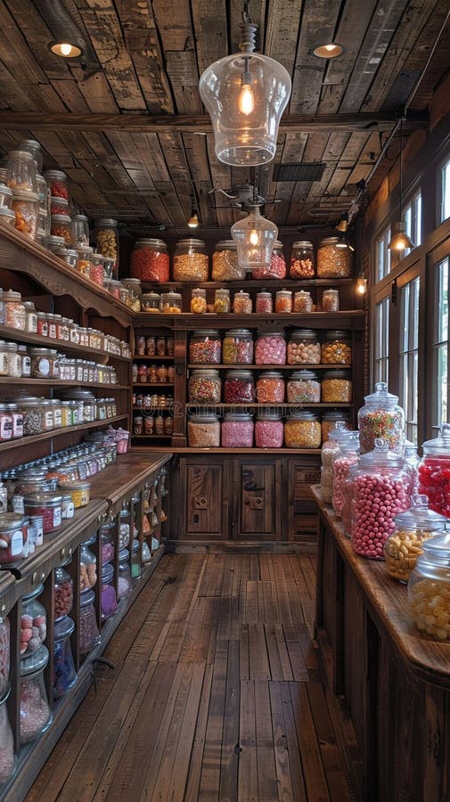 Old-fashioned General Store with Wooden Counters Candy Jars Stock Photo ...