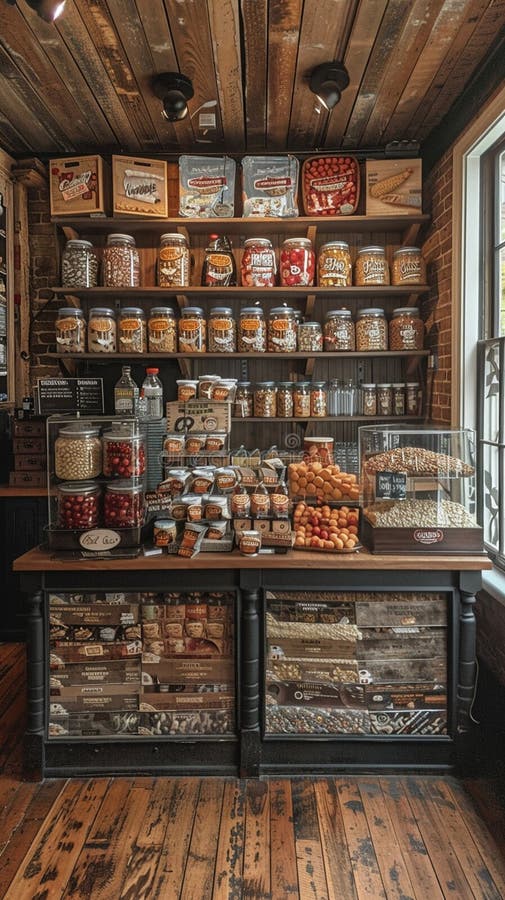 Old-fashioned General Store with Wooden Counters Candy Jars Stock Image ...
