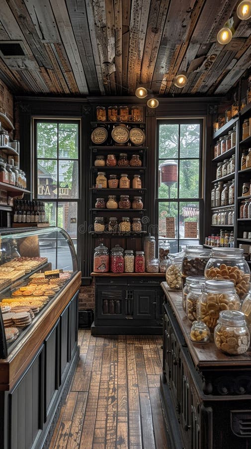 Old-fashioned General Store with Wooden Counters Candy Jars Stock Image ...