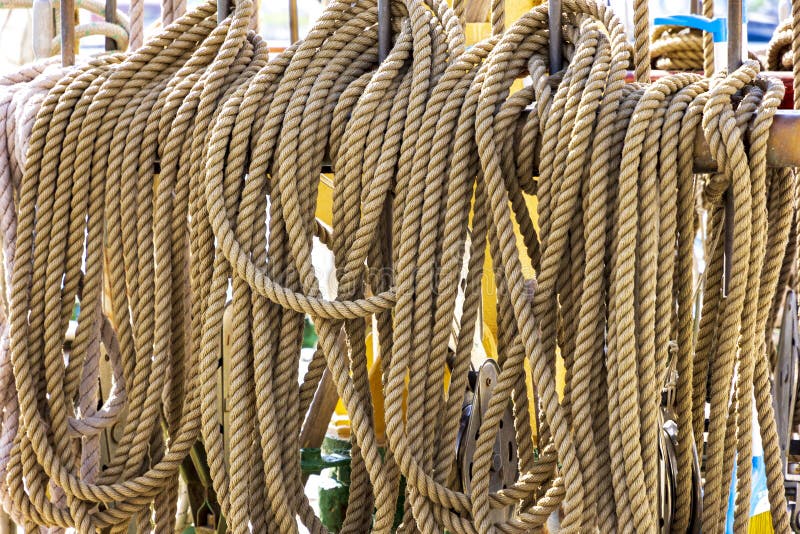 Harbor Marina Sailboat Ropes. Yachting Details and Objects Concept ...