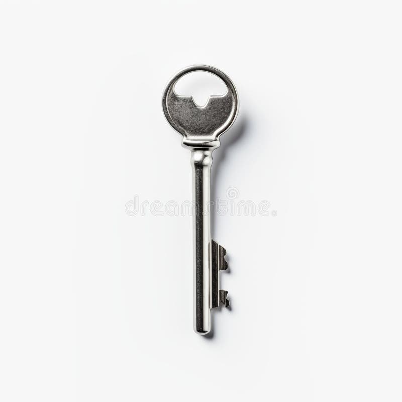 Old-Fashioned Key with Unique Cut Design on White Background Stock ...