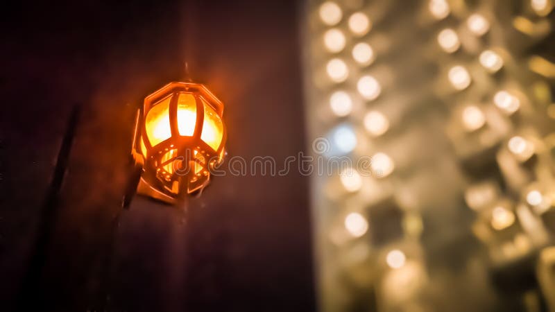 Old Fashioned Lamp at Night Stock Photo - Image of lamp, branch: 272243964