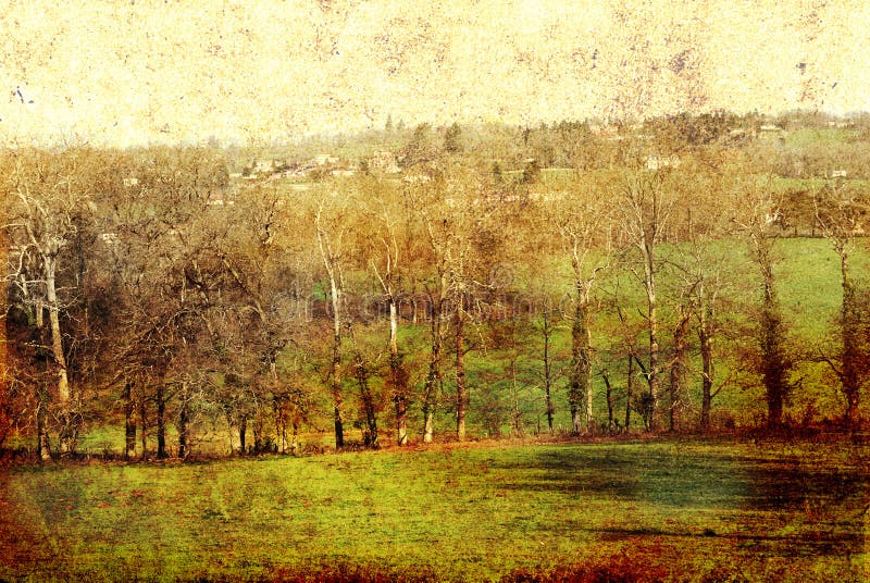 Old-fashioned landscape stock illustration. Illustration of fracture ...