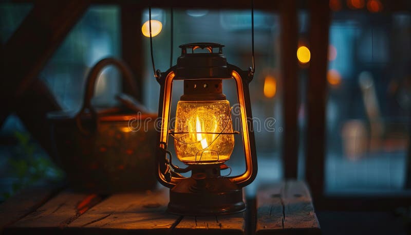Old Fashioned Lantern. Hurricane Lamp Stock Illustration - Illustration ...